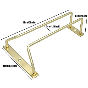 zoohot 7-Inch Gold Wine Glass Rack - Under Cabinet Stemware Wine Glass Holder for Bar Kitchen (1 Rows, 3 Pack)