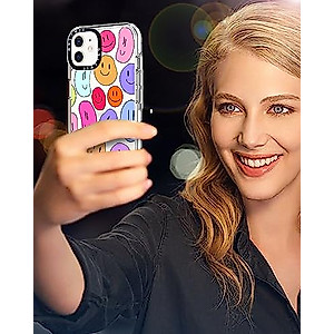 GULTMEE for iPhone 12 case & iPhone 12 Pro Case 6.1inch with 1 Screen Protector,Cute Rainbow Face Print Slim Design with Shockproof PC Bumper Protective Cover Clear Case for Women Girls Man