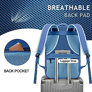 MATEIN Carry on Backpack, 40L Flight Approved Travel Laptop Backpack with USB Charge Port, 17 Inch Anti-Theft Large Luggage Laptop Daypack Business College Weekender Overnight Bag for Women Men, Blue