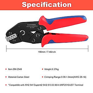 Knoweasy JST Crimper and Molex Crimper Compatible with JST, Dupont, Molex terminals - Precision JST Crimp Tool