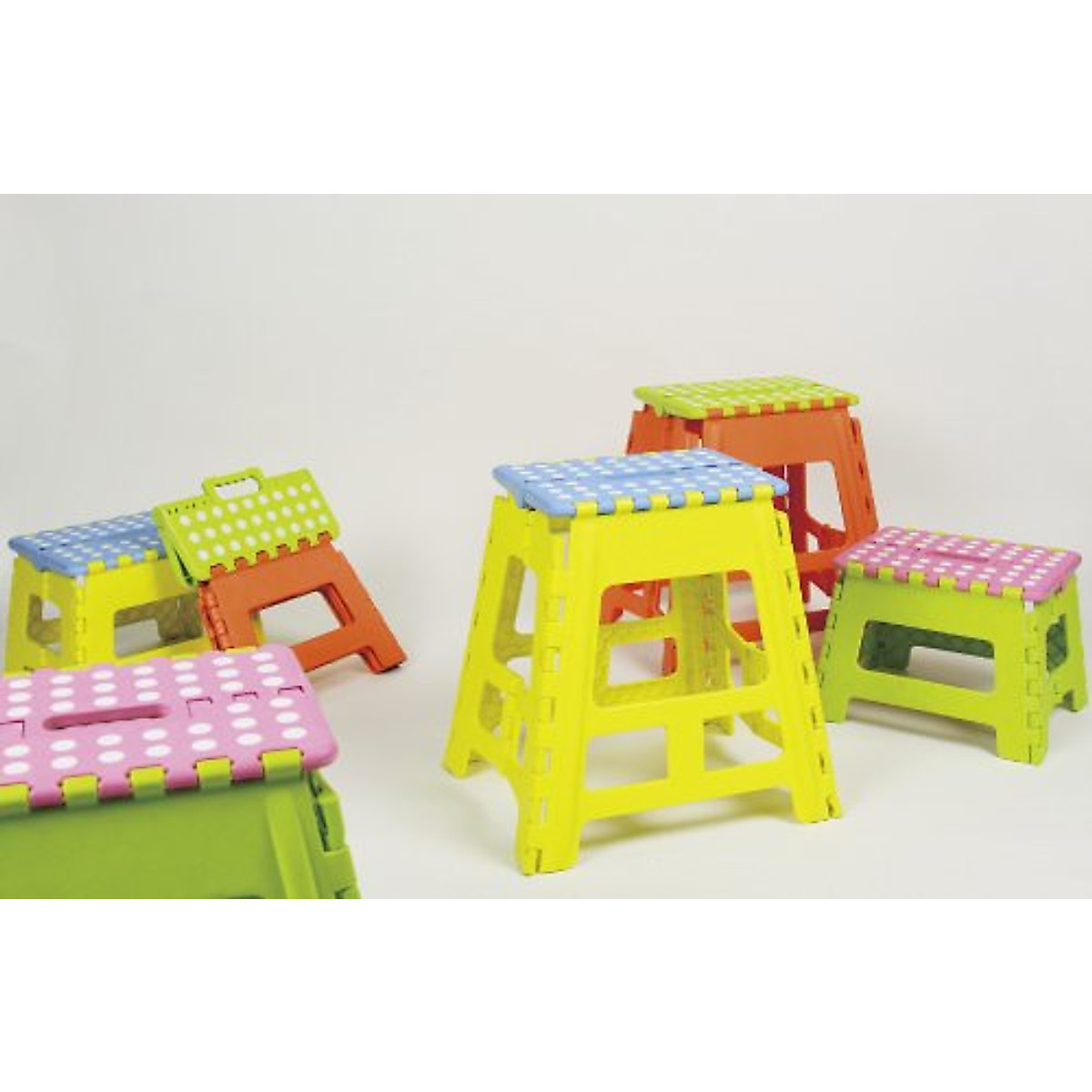 AZUMAYA BLC-312OR Cluster Stool, Folding Step Stool, Large, Orange