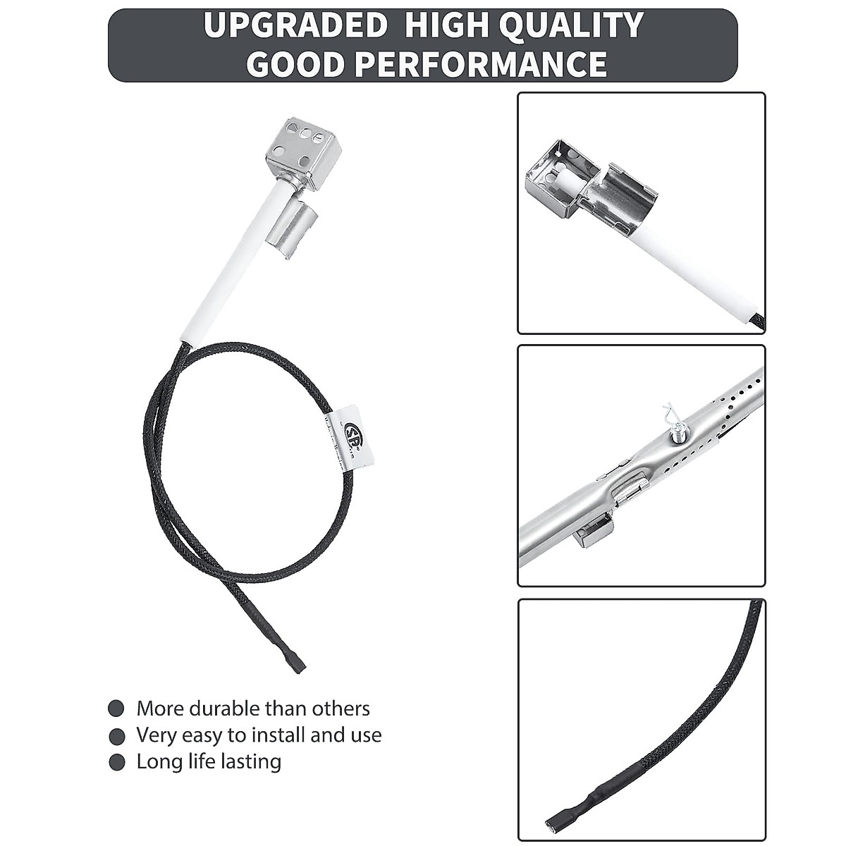 G432-8S01-W1 Igniter Kit Grill Replacement Parts for Charbroil Ignitor with Hose Clamp 463347519 463673519 463377319 463625217 463243518 463342119 CHRG432-8S01-W1 Char-Broil Ignition Electrode