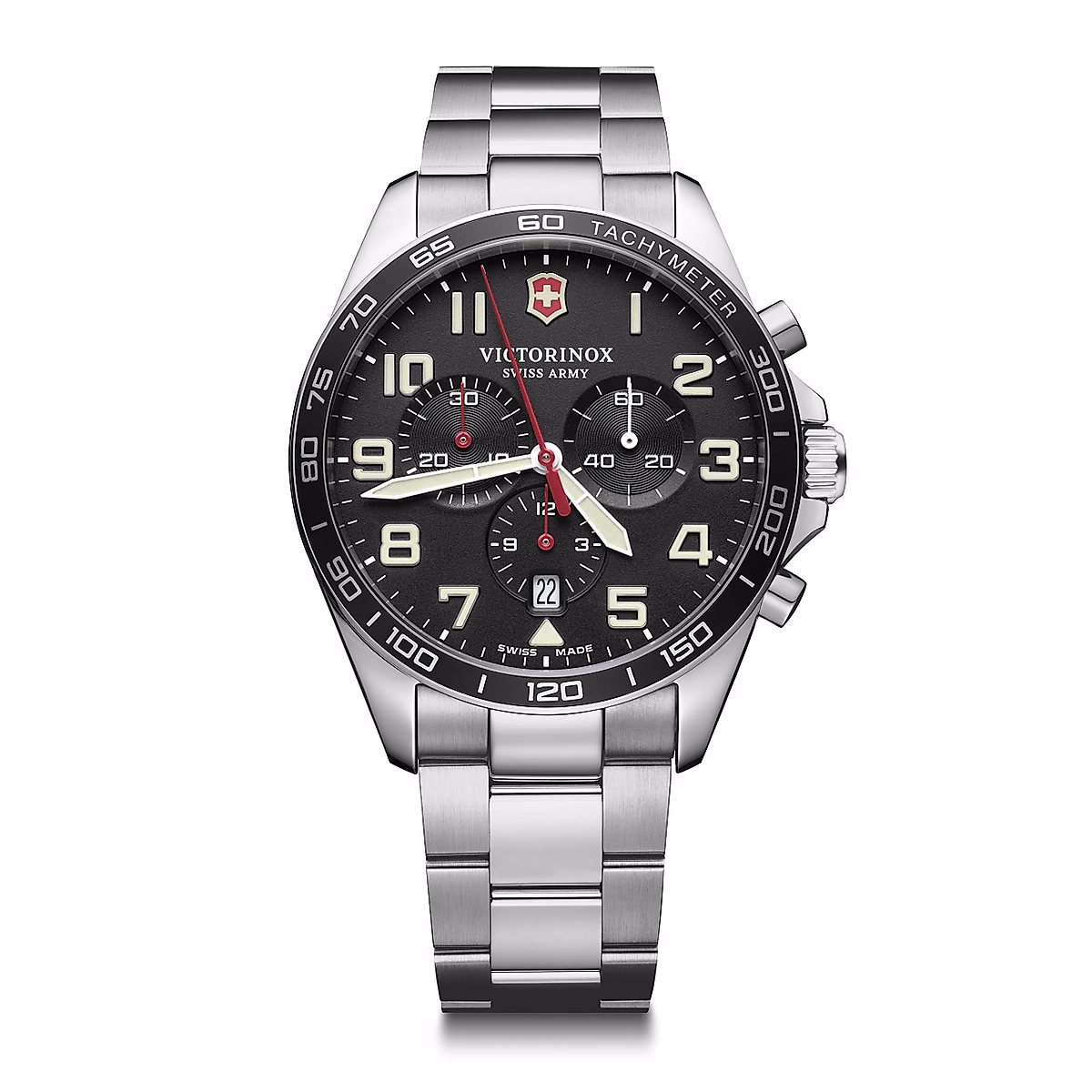 Victorinox Fieldforce Chrono Black Dial Stainless Steel Bracelet Watch 42mm - 241855