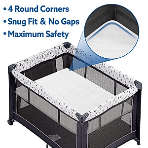 Criblike Trifold Pack and Play Mattress, Waterproof Playpen Mattress, Portable Crib Mattress Topper, with Soft Washable Cover, 38’’x26’’