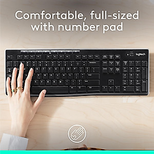 Logitech MK710 Wireless Keyboard and Mouse Combo — Includes Keyboard and Mouse, Stylish Design, Built-In LCD Status Dashboard, Long Battery Life