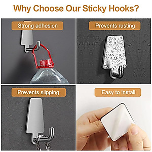 SYJINGLINK Wall Hooks for Hanging,Bath Towel Hooks ，Heavy Duty Waterproof Stainless Steel Hook,Modern Coat Hooks (Pine Hook (Silver) 8pcs)