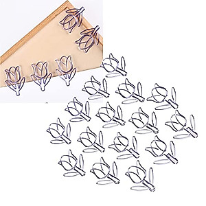 Cute Paper Clips, 50Pcs Tulip Paper Clips Flower Shape Paper Clips Funny Cute Paperclips Bookmarks Planner Clips Fun Paper Clips for Notebook Bookmark