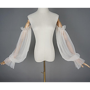 Removable Puff Sleeves for Wedding Dress Tulle Detachable Sleeves Add On Wedding Gift Bridal Accessories (Champagne)