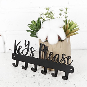 BITALYE Mini Keys Please Holder on Wall,Small Key Holder Wall Mounted,Black Metal Decorative Key Holder for Wall, Hallway,Entryway,Front Door,Office(7.28 x 2.95 inch)