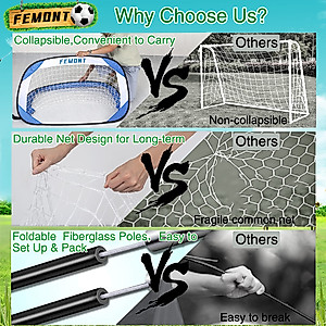 Femont Soccer Goals Set for Backyard, 4x2.5FT Portable Pop Up Soccer Nets with Carrying Bag for Indoor Outdoor Games Practice Training Great for Kids and Adults