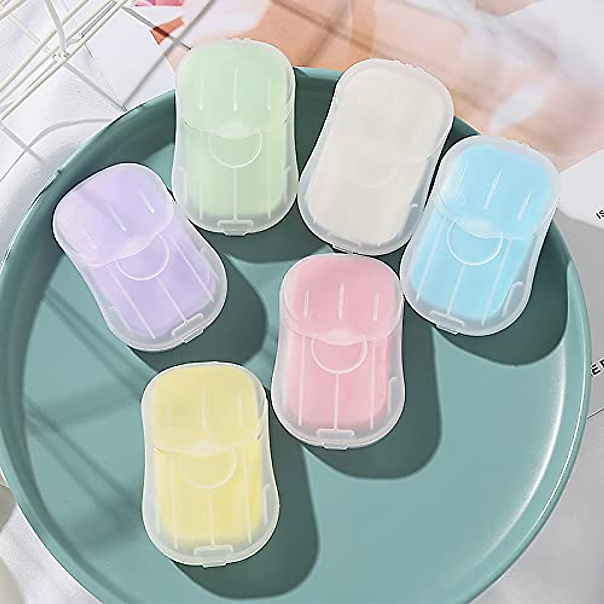 FUELEGO 50 Pieces Portable Soap Sheets Disposable Safe Water Soluble Hand Washing Bath Scented Soap Paper for Travel Outdoor Camping Hiking