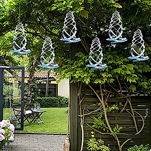 Hausse 6 Pack Bird Repellent Spiral Reflectors Silver Mylar Spinner, Hanging Reflective Bird Deterrent Device, Garden Decorative Scare Birds Away, Like Woodpeckers, Pigeons and Geese
