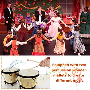 Bongo Drums 2 Set 6" and 7" Drum Set Bongos for Adults, Musical Latin Percussion Instruments Traditional Wood Bongos with Tuning Wrench