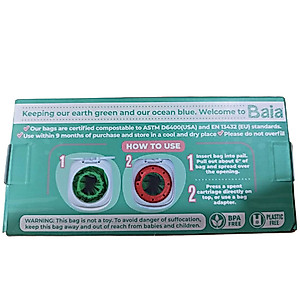 Baia Baby Compostable Bags for Genie Diaper Pail, Holds up to 1080 Diapers, Eco-Friendly Alternative Diaper Pail Refills