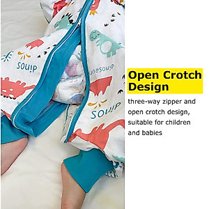 ZIGJOY Baby Sleep Sack with Legs 1.0 TOG Cotton Zipper Wearable Blanket Detachable Sleeve Toddler Sleeping Bag for Spring Autumn
