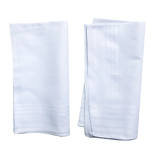 BonjourMrsMr Solid Mens Fashion White 100% Contton Hankerchifs Hanky