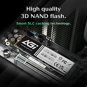 AGI 1TB AI198 Internal SSD, PCIe NVMe M.2 Gen3x4 SLC Caching 3D TLC NAND Flash Internal Solid State Drive SSD (R/W Speed up to 2100/1700 MBs) PC/Laptop Memory and Storage Upgrade