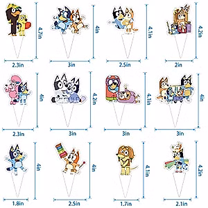 LIT-DAWN 25PCS Blue Dog Cake Cupcake Topper Decorations Cartoon Dog Happy Birthday Party Supplies for Kids Party Favors