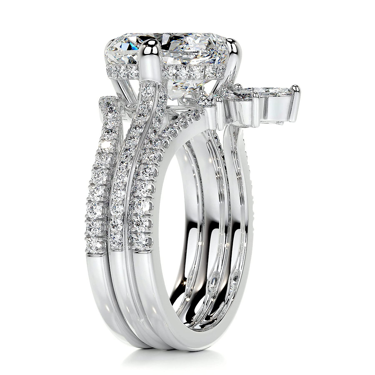 3.25 Carat (ctw) 3pcs Cushion Cut Moissanite Wedding Sets for Women, 925 Sterling Silver Engagement Wedding Ring Set for Her - Size 7