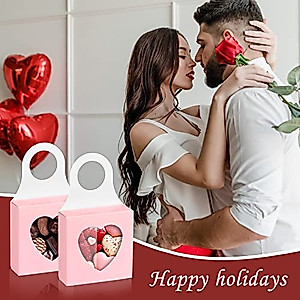 jixsloft 12 Count Pink Paper Wine Bottle Box with Window, Wine Hanging Foldable Gift Boxes Charcuterie Box Wine Boxes for Holding Candy Chocolate, Wedding Birthday Mother's Day Gift Box