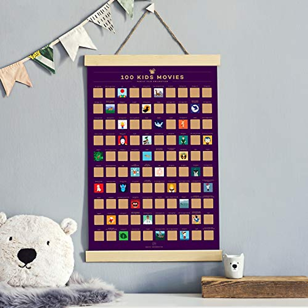 Enno Vatti 100 Kids Movie Scratch Off Poster – Top Family Films of All Time (16.5" x 23.4")- Ultimate Gift For Kids, Christmas, Easter