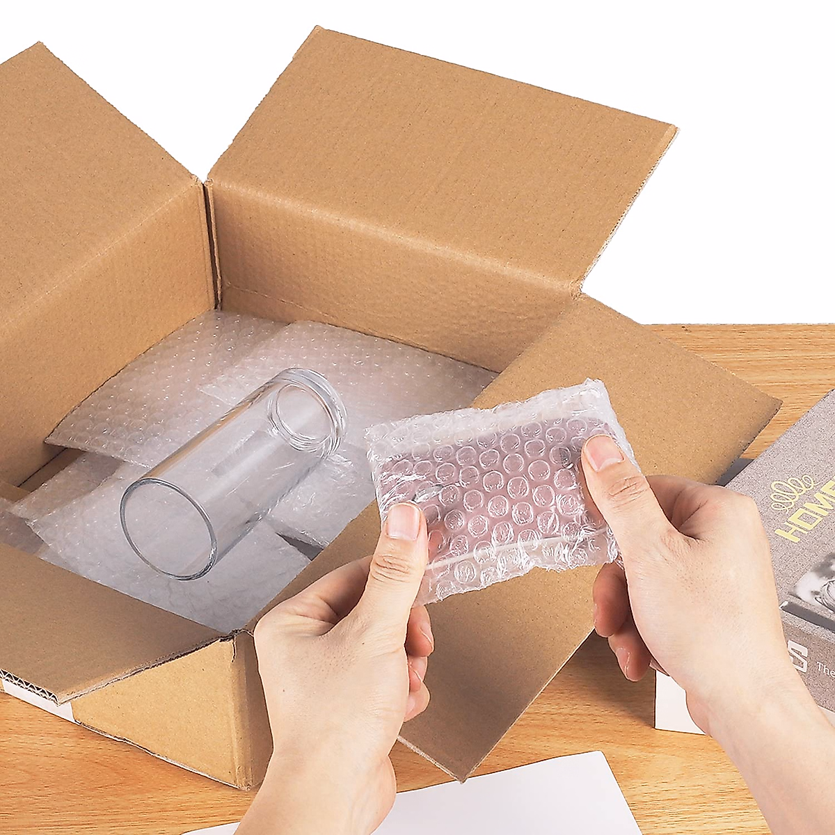 50Pcs Bubble Out Bags, 4 x 6Inches Bubble Wrap Small Bag, Double Walled Bubble Cushioning Bags for Packing Dishes Moving, Shipping, and Packing Supplies for Glasses Plates