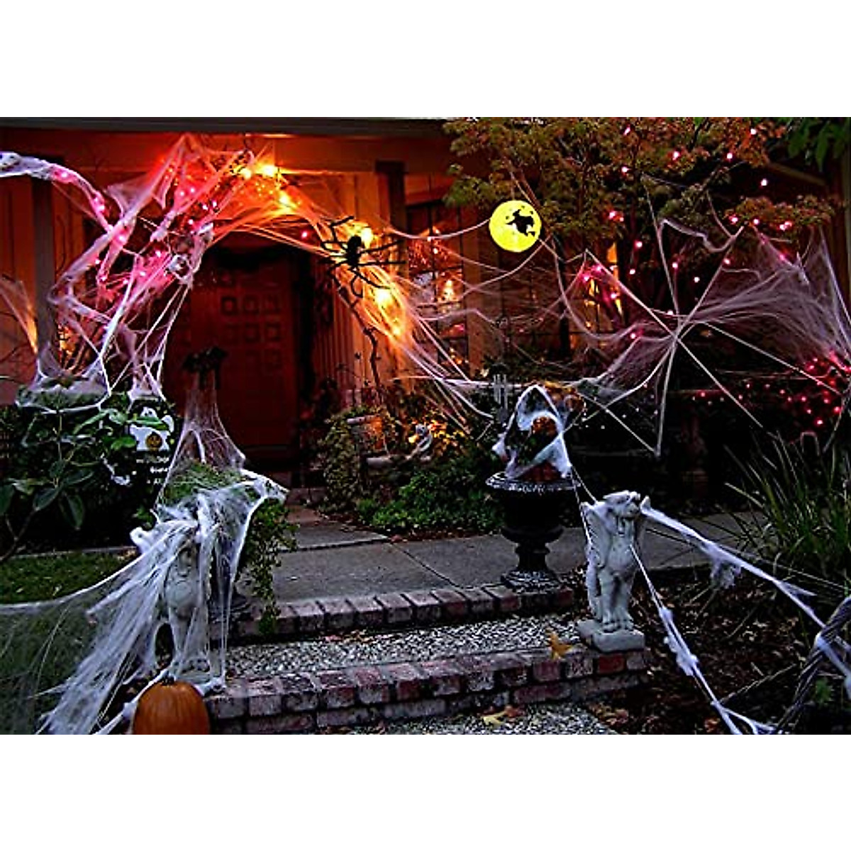 Halloween Spider Web Decoration with 80 Fake Spiders Haunted House Props