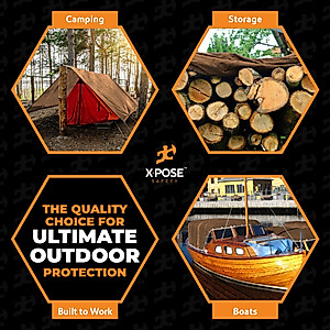 Multipurpose Protective Cover Brown Poly Tarp 6' x 8' - Durable, Water Resistant, Weather Resistant - 5 Mil Thick Polyethylene - by Xpose Safety