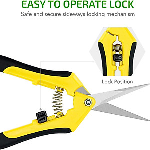 iPower 6.5 Inch Gardening Scissors Hand Pruner Pruning Shear with Straight Stainless Steel Blades, Yellow, 2-Pack