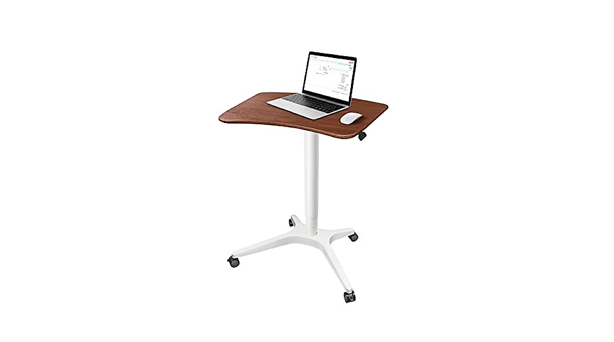 HAOOAH 47" Mobile Standing Desk - Adjustable Walnut Workspace