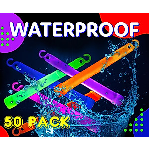 PartySticks Glow Sticks Party Supplies for Kids and Adults (50pk Assorted) - 6 Inch Bulk Glow Light Up Sticks Party Favors, Glow in the Dark Party Decorations, Waterproof Nontoxic Glow Necklaces