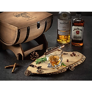 ROCKSLY Whiskey Stones Gift Set for Men in Whiskey Half Barrel Gift Box | 8 Whiskey Rocks, 2 Whiskey Glasses in a Whiskey Box Gift Set | Granite Bourbon Stones | Whiskey Kit for Men: Dad, Boyfriend