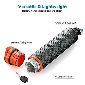 Sametop Floating Hand Grip Waterproof Handle Compatible with GoPro Hero 11, 10, 9, 8, 7, 6, 5, 4, Session, 3+, 3, 2, 1, Hero (2018), Fusion, Max, DJI Osmo Action Cameras (Orange)