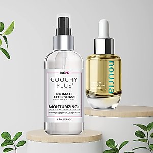 IntiMD Coochy Plus Intimate After Shave Protection Mist + Pre-Shave Elixir Moisturizer Oil Kit - HydroLock & Moisturizing Plus Continuous Hydration Reliefs Razor Burn Bump Ingrown Hair
