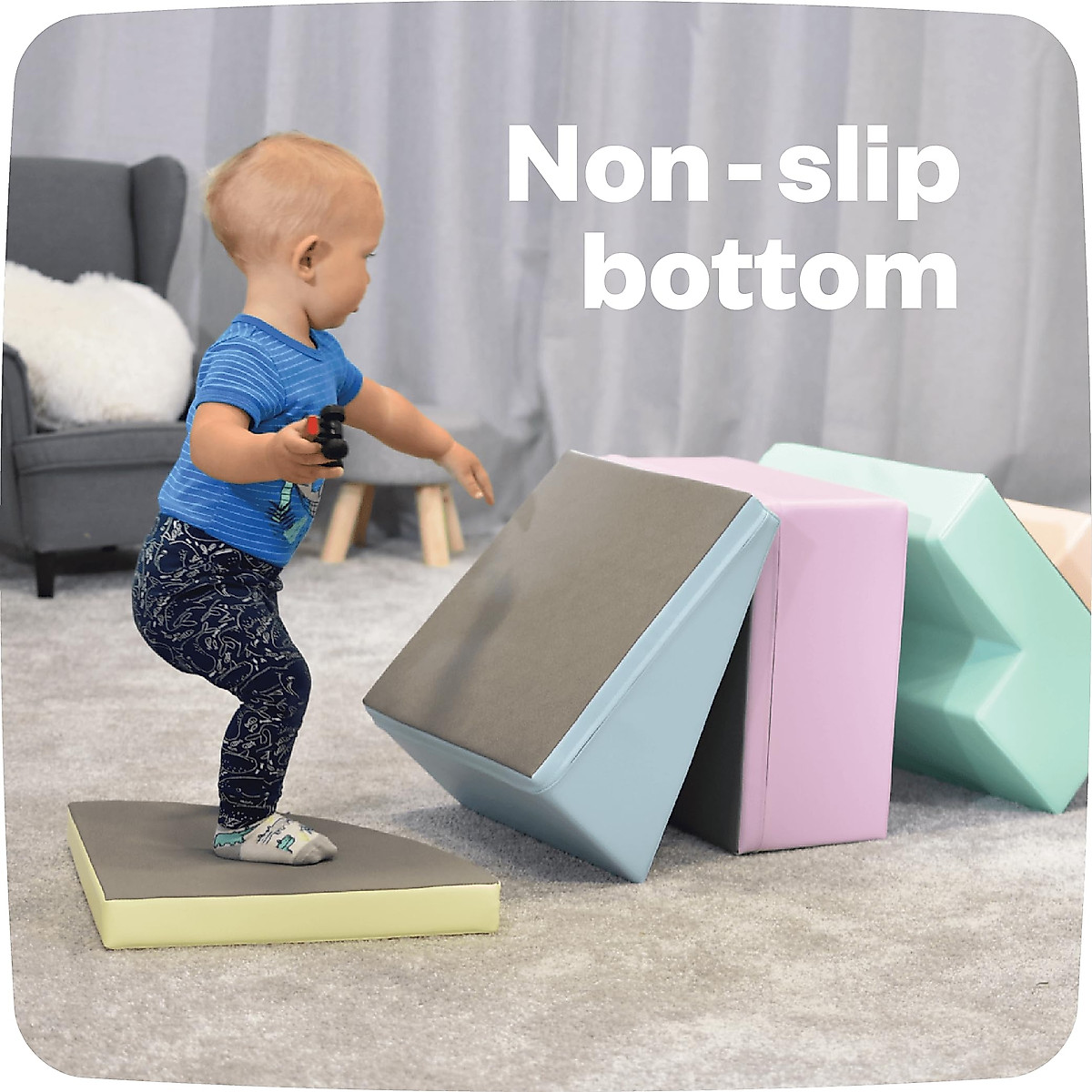 IGLU Set 6 Pastel Soft Play Forms, Large Foam Blocks, Baby Slide, Indoor Climbing Toys for Toddlers 1-3, Climbing Blocks, Baby Crawling Helper, Montessori Climbing Toys