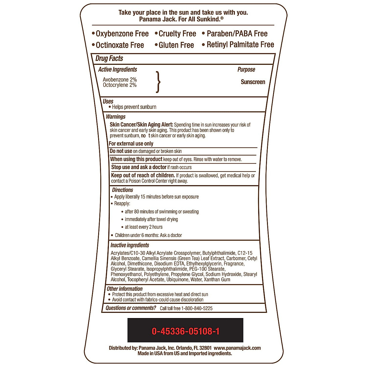 Panama Jack Sunscreen Tanning Lotion - SPF 8, PABA, Paraben, Gluten & Cruelty Free, Antioxidant Moisturizing Formula, Water Resistant (80 Minutes), 6 FL OZ