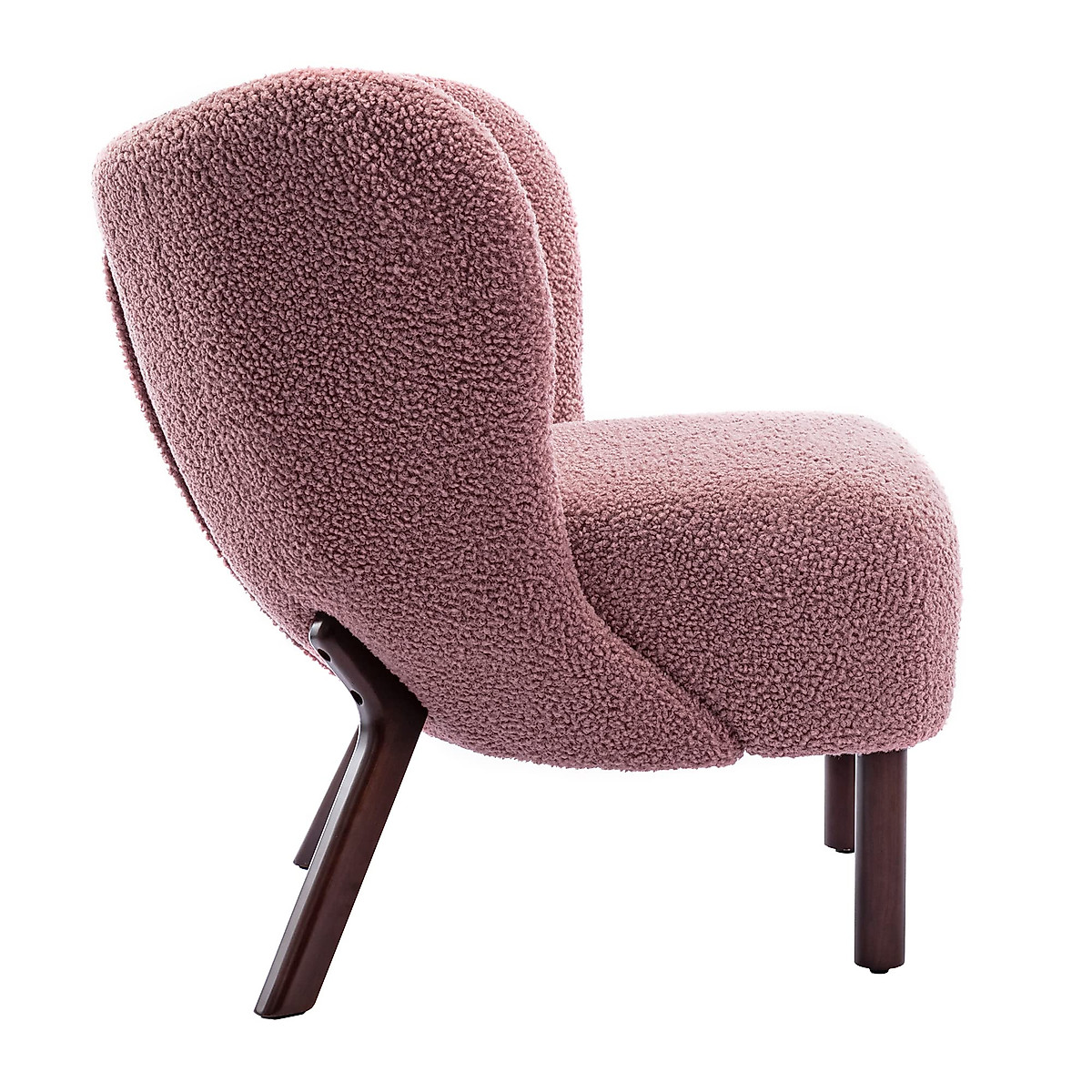 ViolaDresses Modern Accent Chair Lambskin Sherpa Wingback Tufted Side Chair with Solid Wood Legs for Living Room Bedroom，Blush