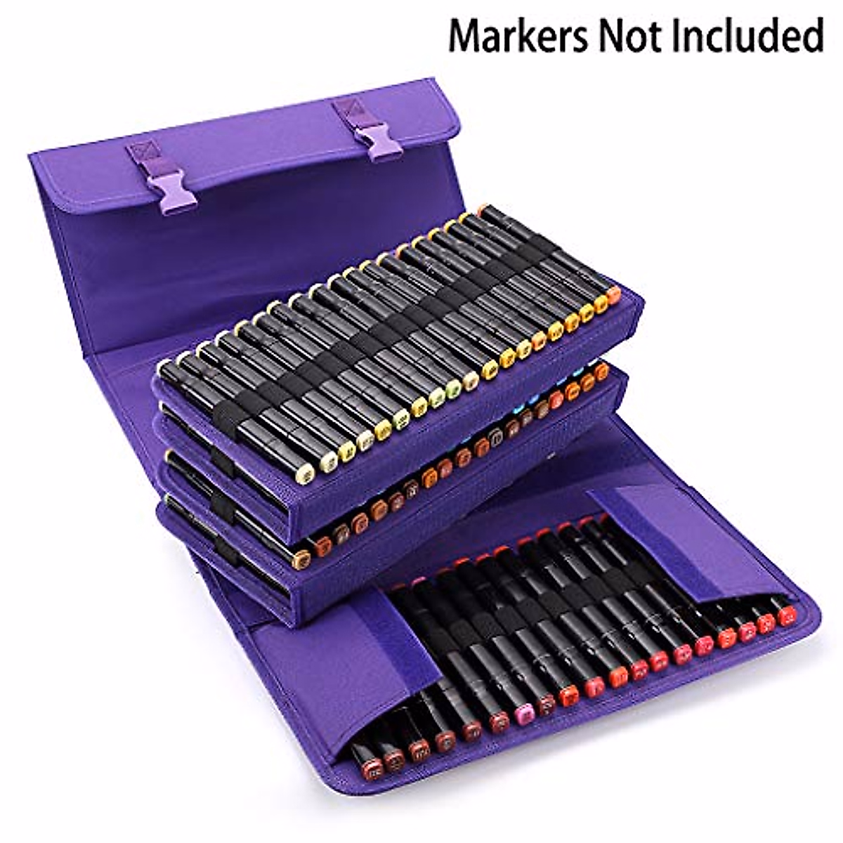 BTSKY New 171 Slots Marker Case Lipstick Organizer-Canvas Markers Holder for Markers and Sketch Markers Purple