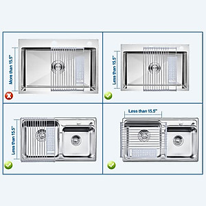 COSYSILK Over The Sink Roll Up Dish Drying Rack Dish Drainer for Kitchen Sink, Foldable Stanless Steel Roll Up Sink Dish Drying Rack with Utensil Holder for Sliverware Size 17.0" x 13.0" (Gray)