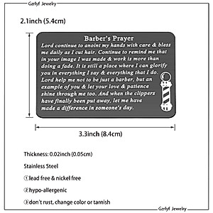 Gzrlyf Barber's Prayer Wallet Card Metal Wallet Insert Inspirational Gifts for Hairdresser Hairstylist (Black)