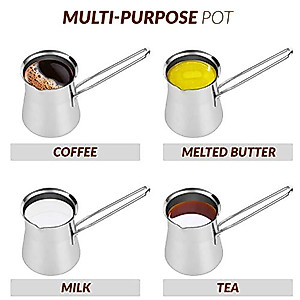 Caizen Coffee Quality Turkish Coffee Pot - Turkish Coffee Maker, Chai Pot, Arabic Coffee Pot, Briki Greek Coffee Pot, Greek Briki, Cezve, Ibrik (15oz)