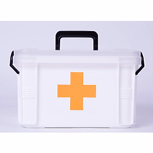White Large Empty Medical Box for Home Emergency Supplies, Travel, Car, and Dorms – Compact First Aid Box with Handle, Detachable Tray and Locking Lid – Medical Organizer and First Aid Kit Storage