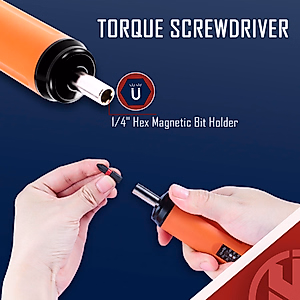 KNINE OUTDOORS Torque Screwdriver Wrench Driver Set 10-70 Inch Pounds lbs for Maintenance with T-bar Handle, 40 Hex Bits, 1/4" Socket, Shaft Extension, For Tools, Bike Repairing and Mounting (Orange)