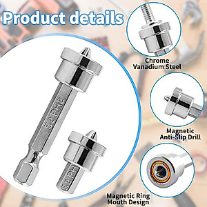 Teursa 5pcs Set TEURSA ® Premium Magnetic Drywall Screw Setter - PH2 Bits for Plasterboard - Hex Shank Positioning Bit - Easy Drywall Installation - Drill Accessory (5pcs 2'')