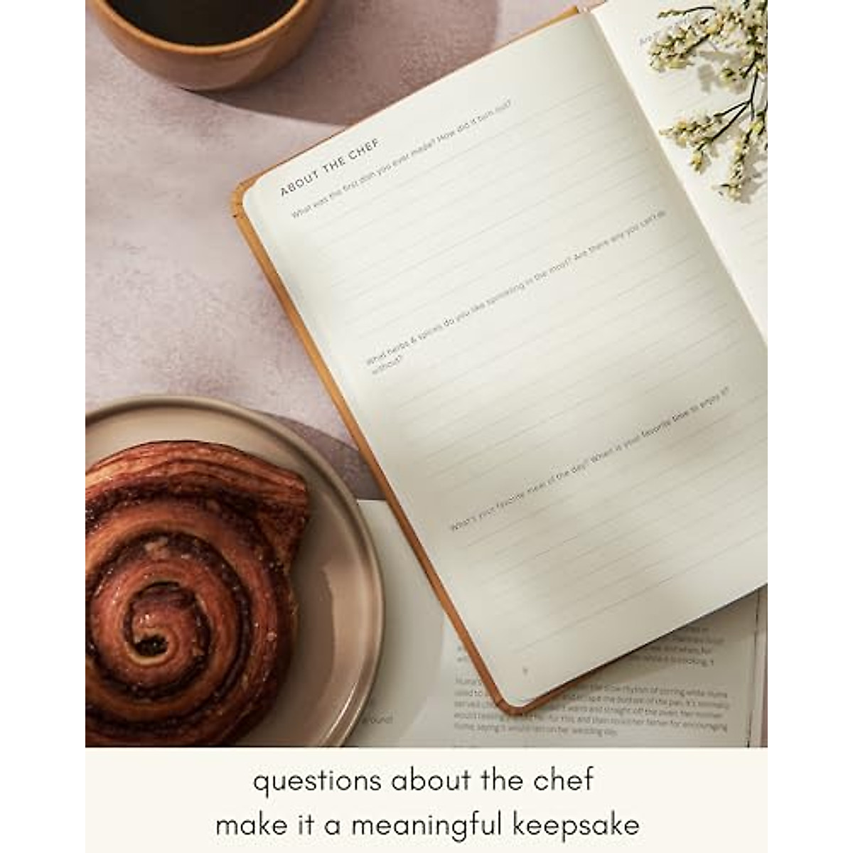 KUNITSA CO. Recipe Notebook - Keepsake Gift. Hardcover Blank Recipe Book to Write in Your Own Recipes, with Journaling Prompts about the Chef. 100 recipes (Mustard Yellow)