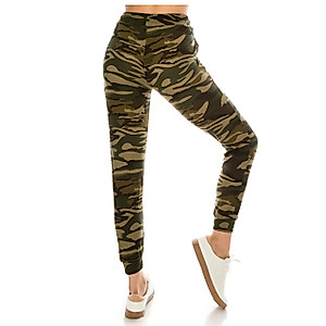 ALWAYS Women Drawstrings Jogger Sweatpants - Super Light Skinny Fit Premium Soft Stretch Camo Military Army Pockets Pants M