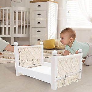 PartyKindom 1pc Newborn Photography Prop Crib Shooting Assisted Wood Hand- Woven Bed for Home/Wall/Kitchen/Room Decor