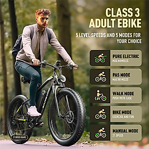 EXRBYKO E Bikes for Adults Electric, Peak 1500W 37MPH Fat Tire Electric Bike for Adults, 48V 17.5AH 840WH Battery, 80 Miles Ebike with 21-Speed Gear ON/Off Road Electric Bicycle UL Certified