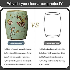 JIADIAONI Decorative Ceramic Garden Stool, Flower and Bird Dressing Stool Shoe Changing Stool, Suitable for Living Room, Balcony, Garden, Etc.