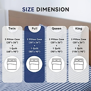 ressber Stripe Comforter Set Bedding Sets Blanket for All Season Soft and Breathable. (Full, Navy Blue)